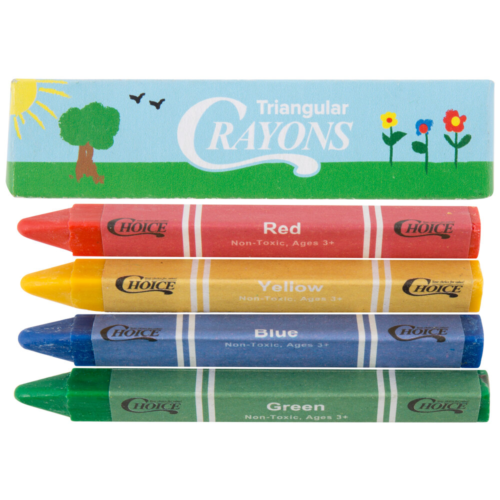 Choice 4 Pack Triangular Kids' Restaurant Crayons in Print Box - 100/Pack