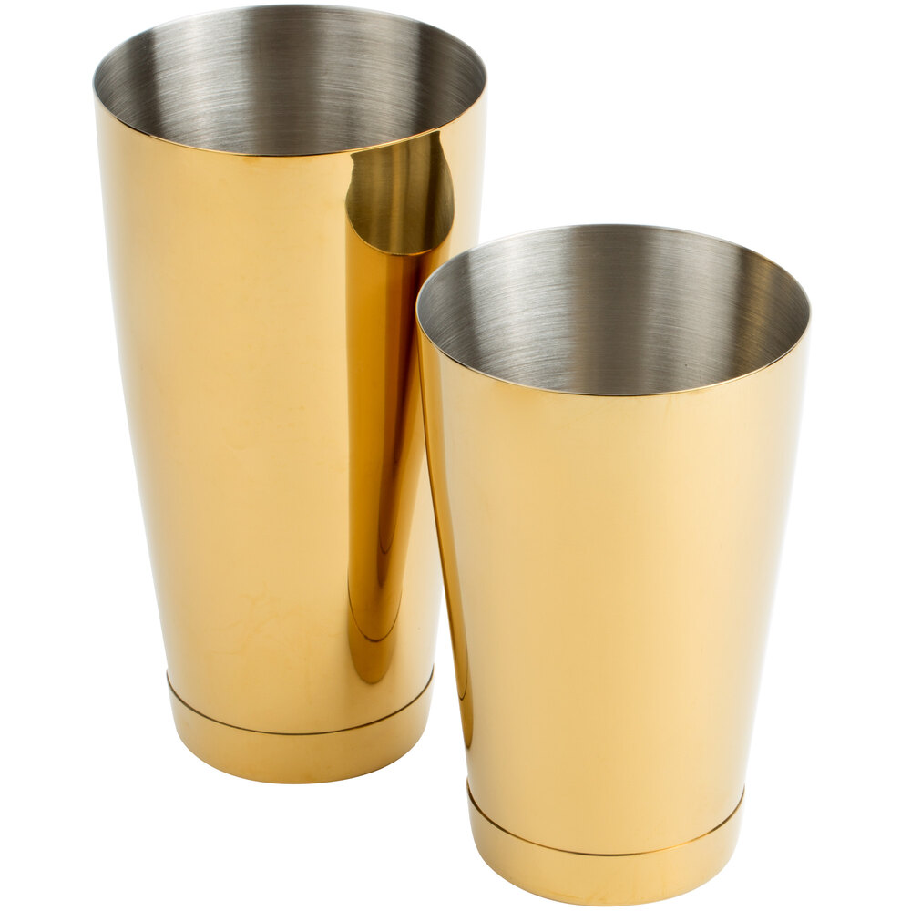 Barfly® M37009GD 28 oz. & 18 oz. Gold-Plated 2-Piece Boston Cocktail Shaker