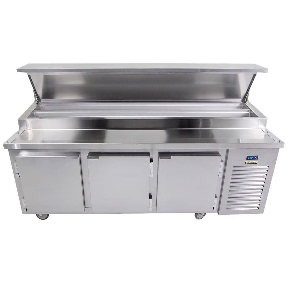 Traulsen TB091SL2S 91" 3 Door Refrigerated Pizza Prep Table with 2 Pan ...