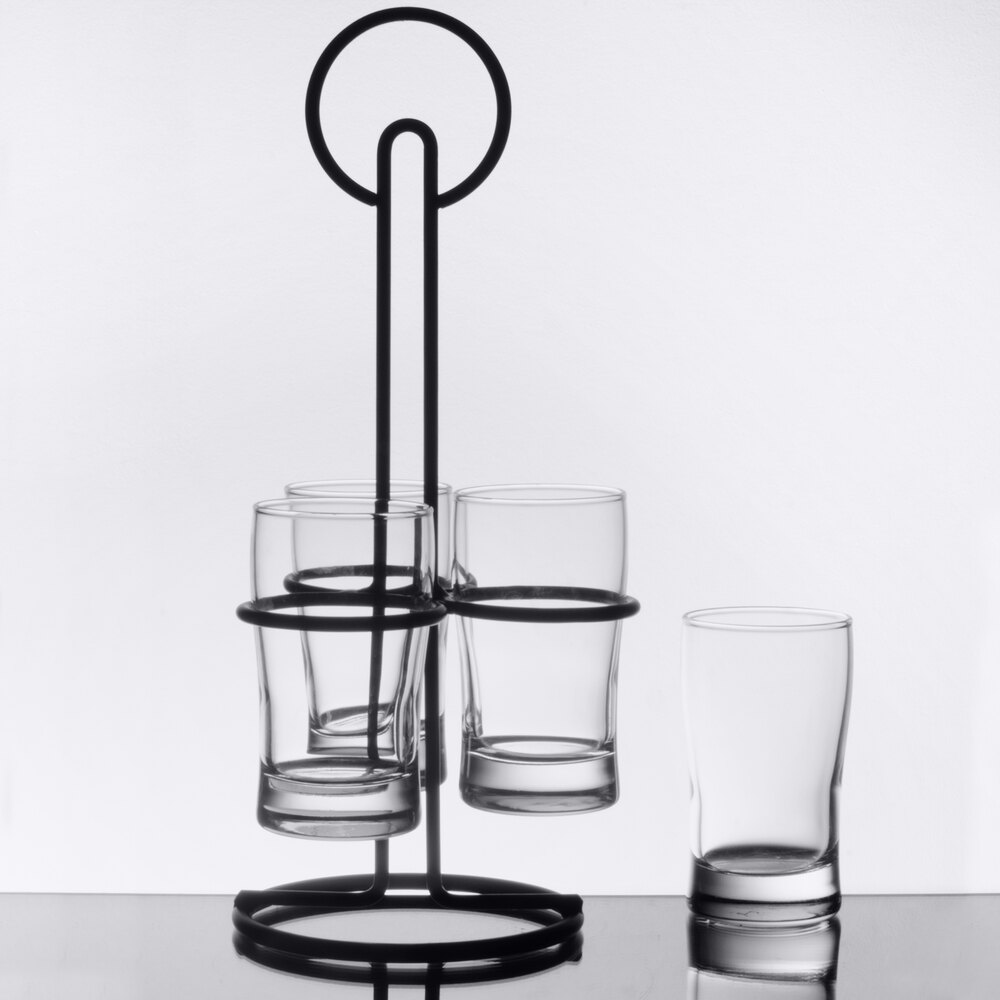 Acopa Three-Hole Metal Flight Carrier with Pub Tasting Glasses