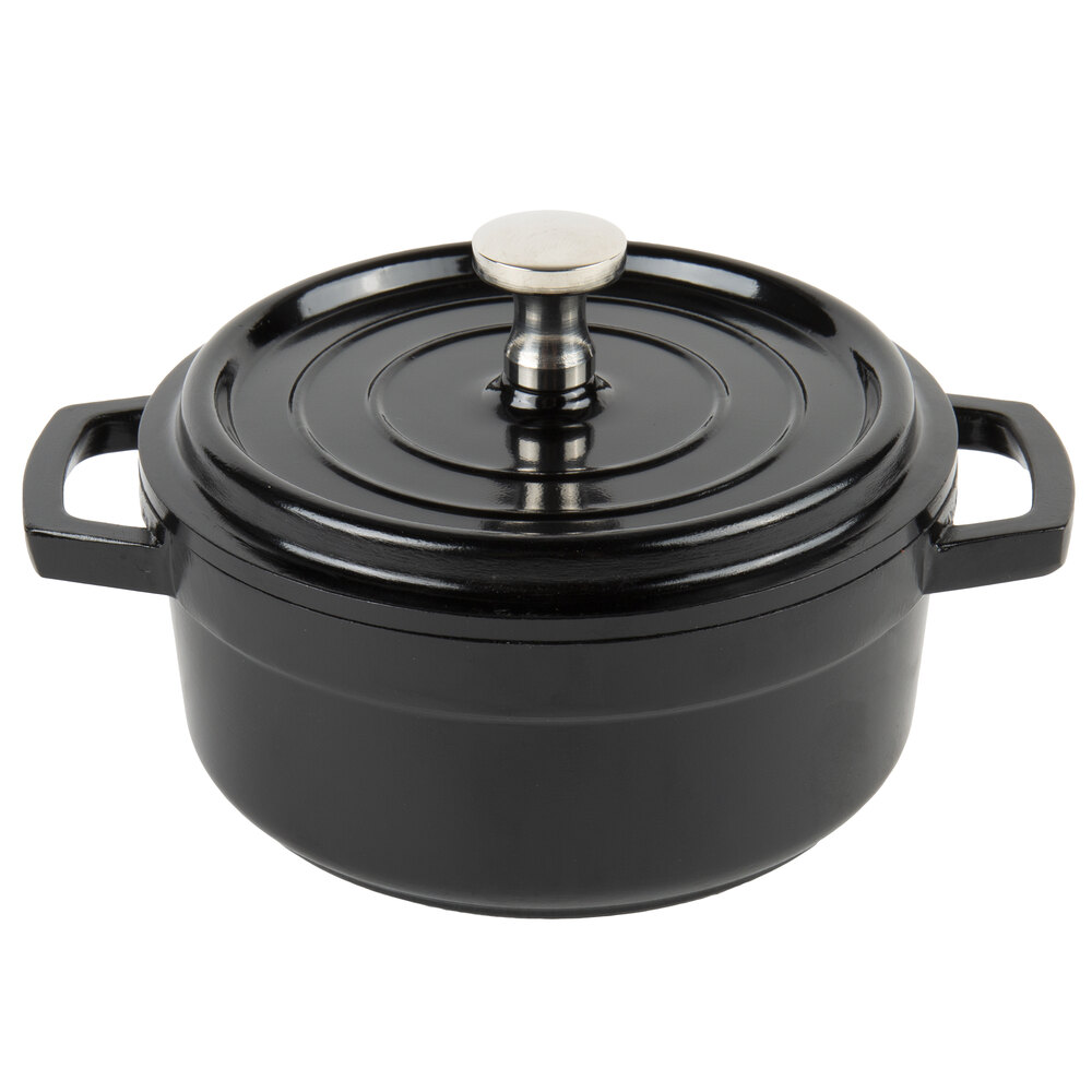 GET Heiss 8 oz. Black Enamel Coated Cast Aluminum Mini Round Coated ...