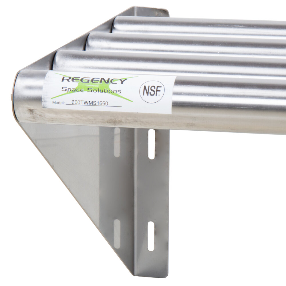 Regency 16" x 60" Stainless Steel Tubular Wall Mounted Shelf