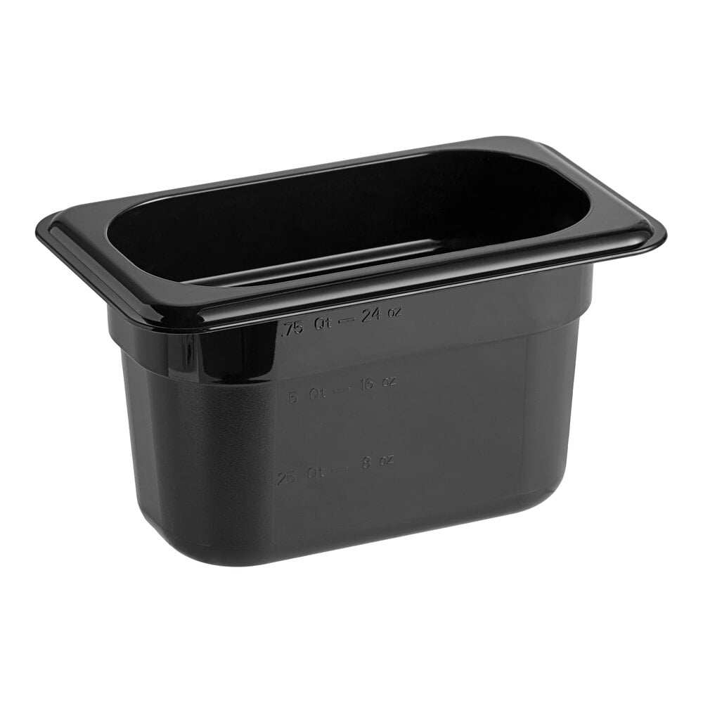 Cambro 94CW110 Camwear® 1/9 Size Black Polycarbonate Food Pan - 4" Deep