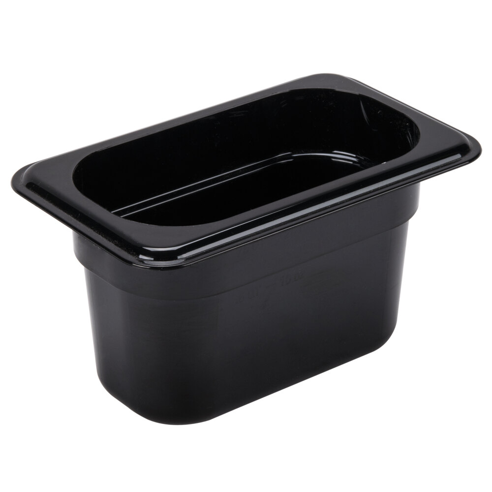 Cambro 94CW110 Camwear 1/9 Size Black Polycarbonate Food Pan - 4" Deep