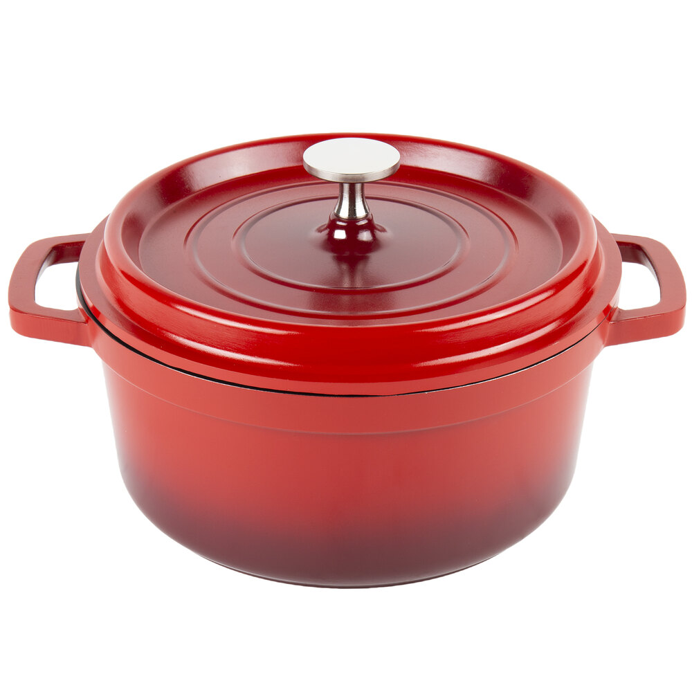 GET Heiss 2.5 Qt. Red Enamel Coated Cast Aluminum Round Dutch Oven with ...