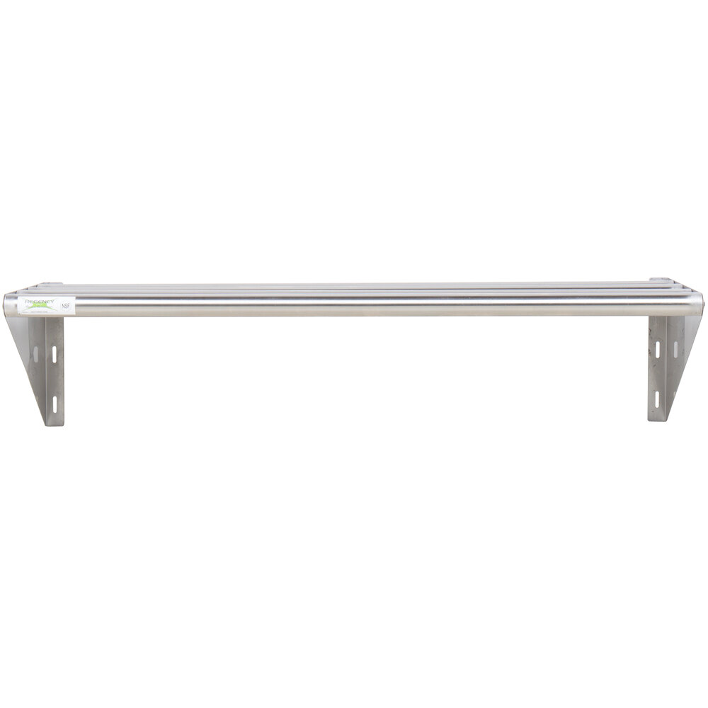 Regency 16" x 48" Stainless Steel Tubular Wall Mounted Shelf