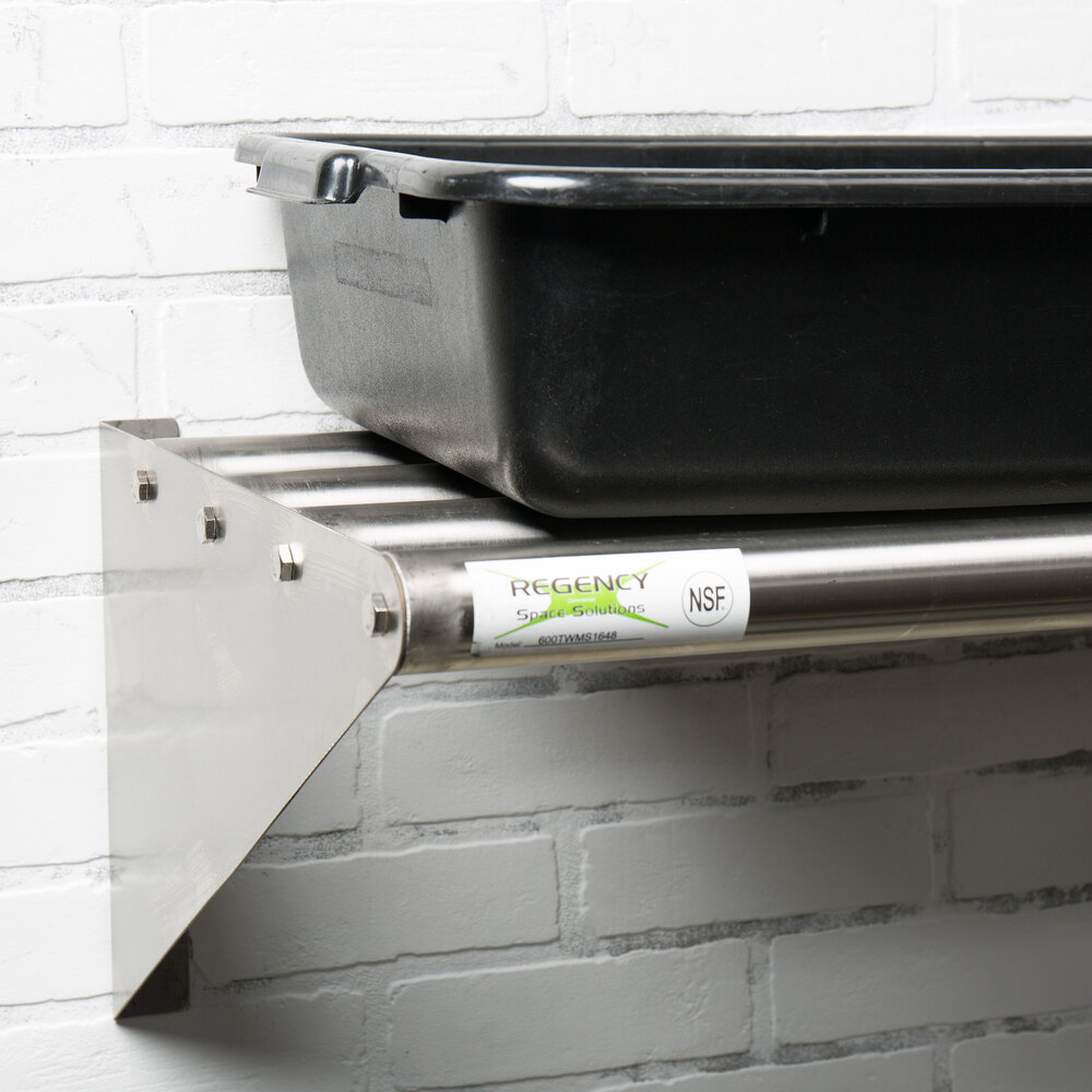 Regency 16" x 48" Stainless Steel Tubular Wall Mounted Shelf