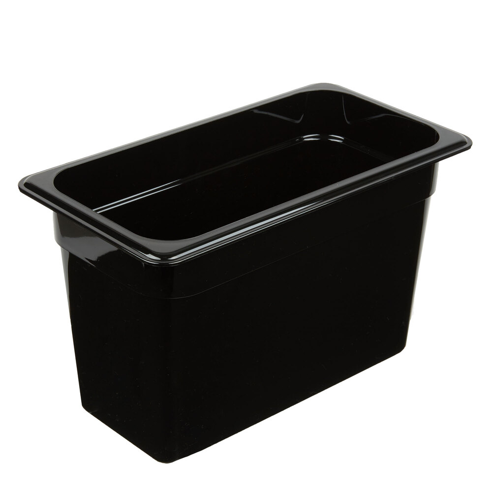 Cambro 38CW110 Camwear 1/3 Size Black Polycarbonate Food Pan - 8" Deep