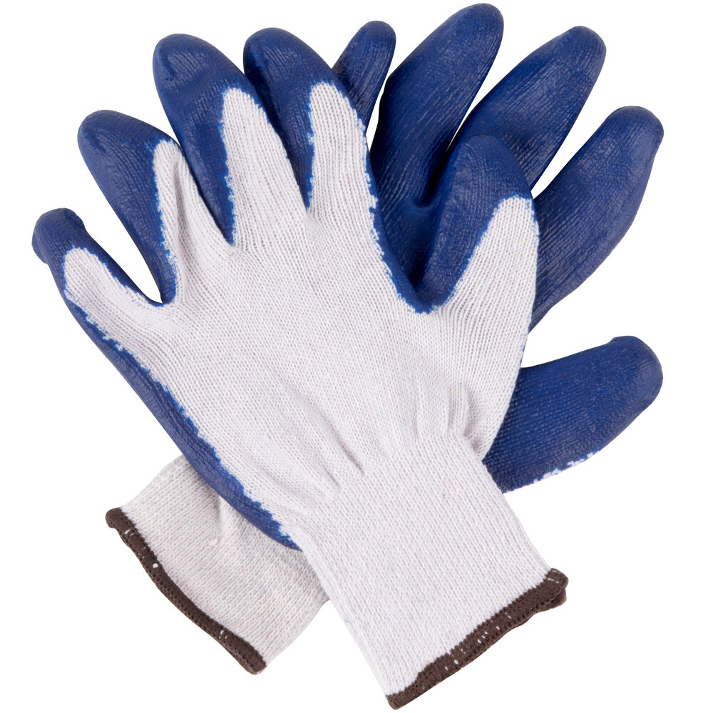 Cordova Natural Polyester / Cotton Work Gloves with Blue Latex Palm ...