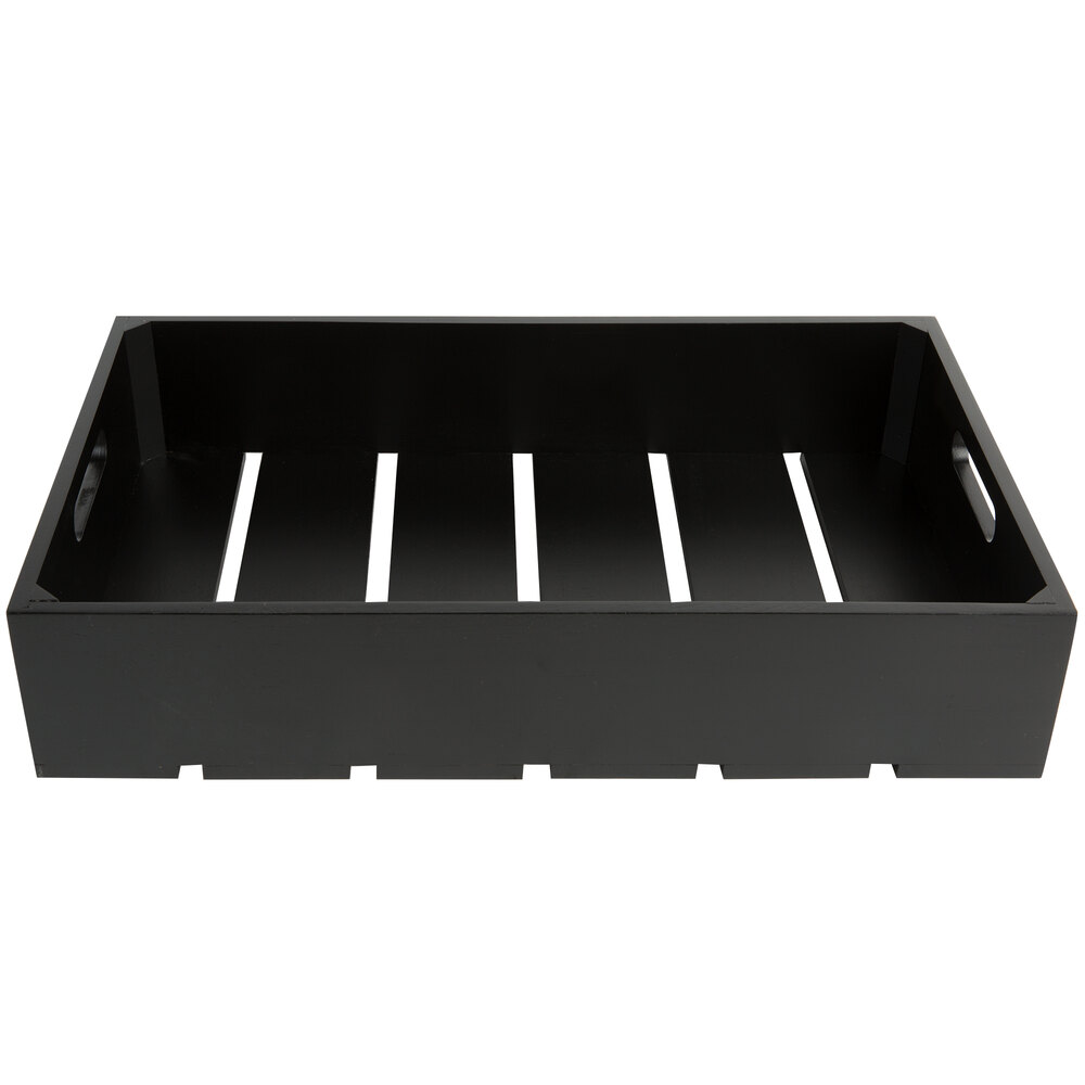 TableCraft CRATE114B Full Size, 4" Deep Gastronorm Black Wood Serving ...