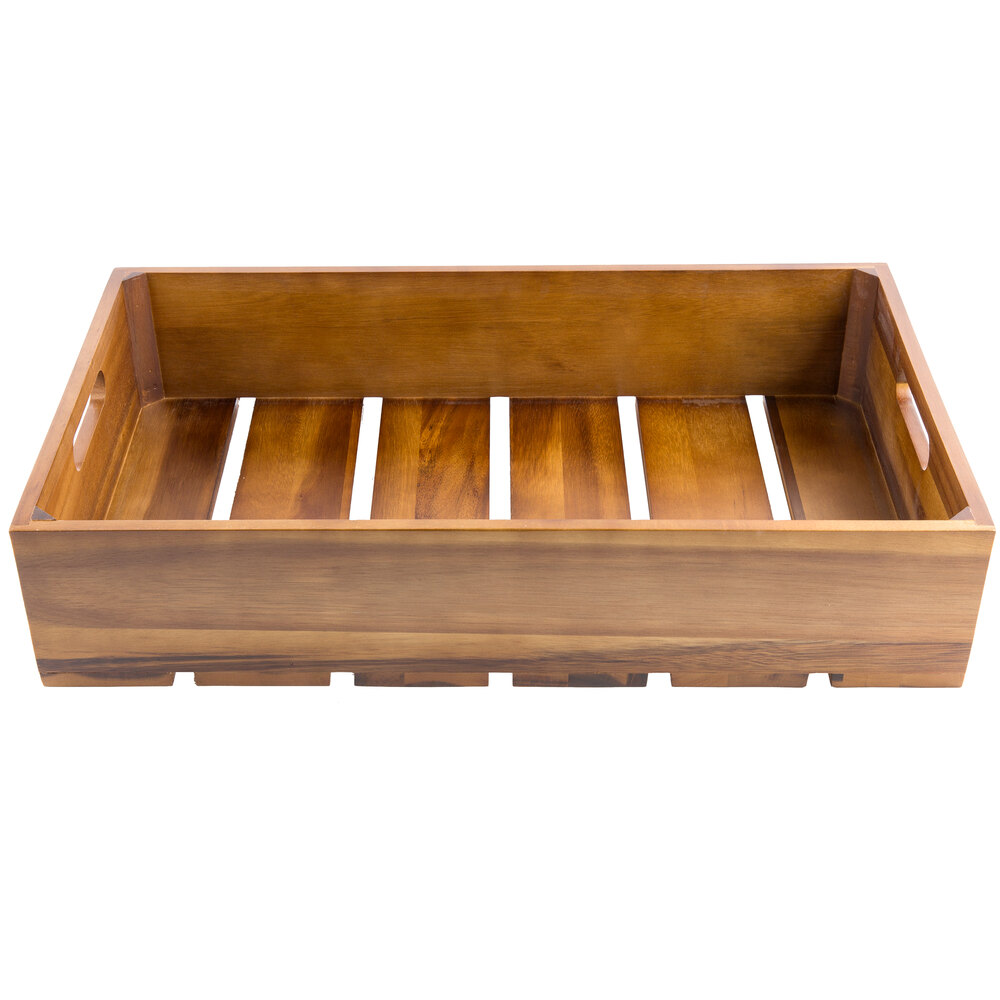 Tablecraft CRATE114 Full Size, 4" Deep Gastronorm Acacia Wood Serving ...
