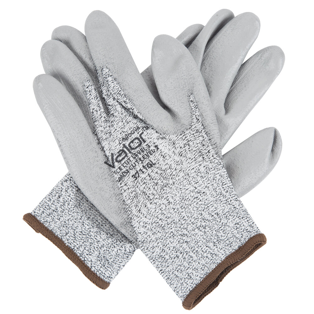 Cordova Valor Salt and Pepper HPPE / Synthetic Fiber Gloves with Gray Polyurethane Palm Coating ...