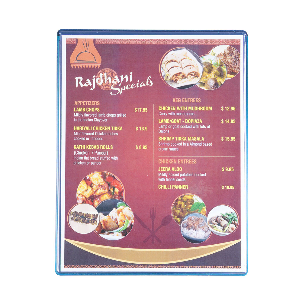 Menu Solutions H500C Hamilton Dark Blue 8 1/2" x 11" Single Panel Two ...