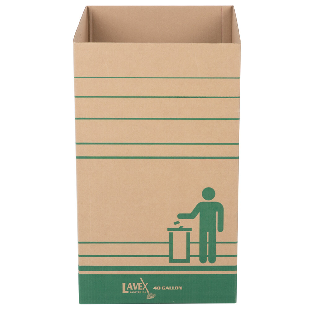 Lavex 40 Gallon Kraft Corrugated Cardboard Trash and Recycling ...