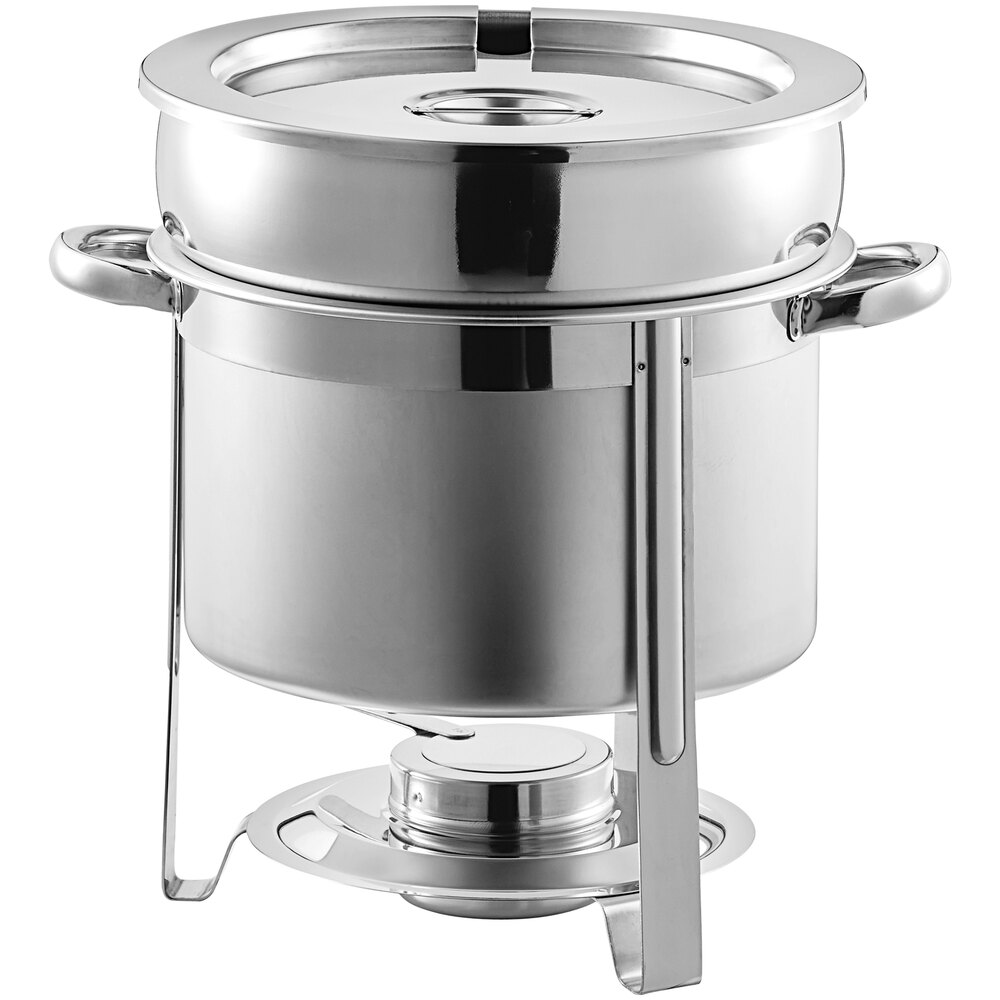 Choice Deluxe 11 Qt. Chrome Accent Marmite Soup Chafer