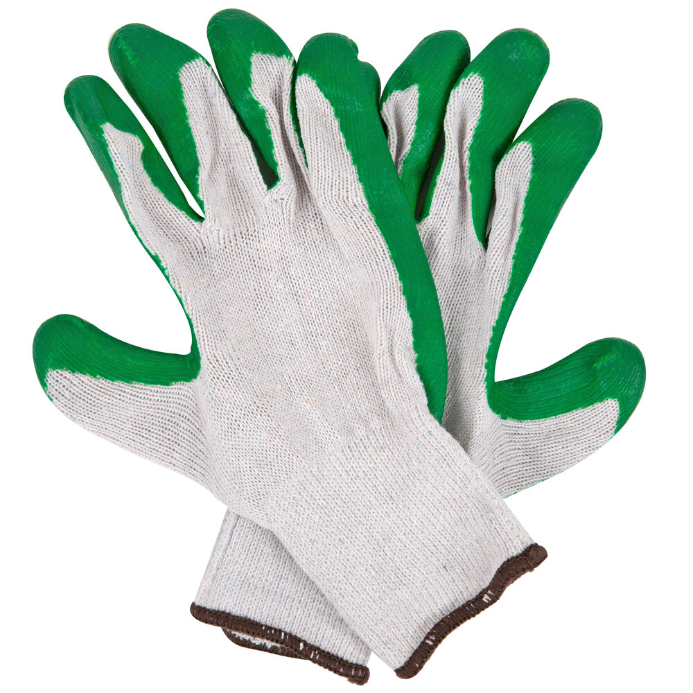 Cordova Natural Polyester / Cotton Work Gloves with Green Latex Palm ...