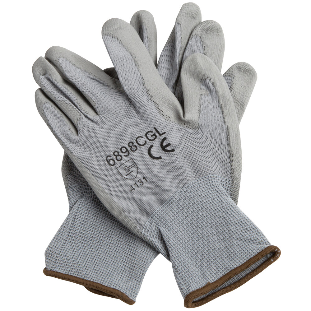 Cordova Gray Polyester Gloves with Gray Polyurethane Palm Coating ...