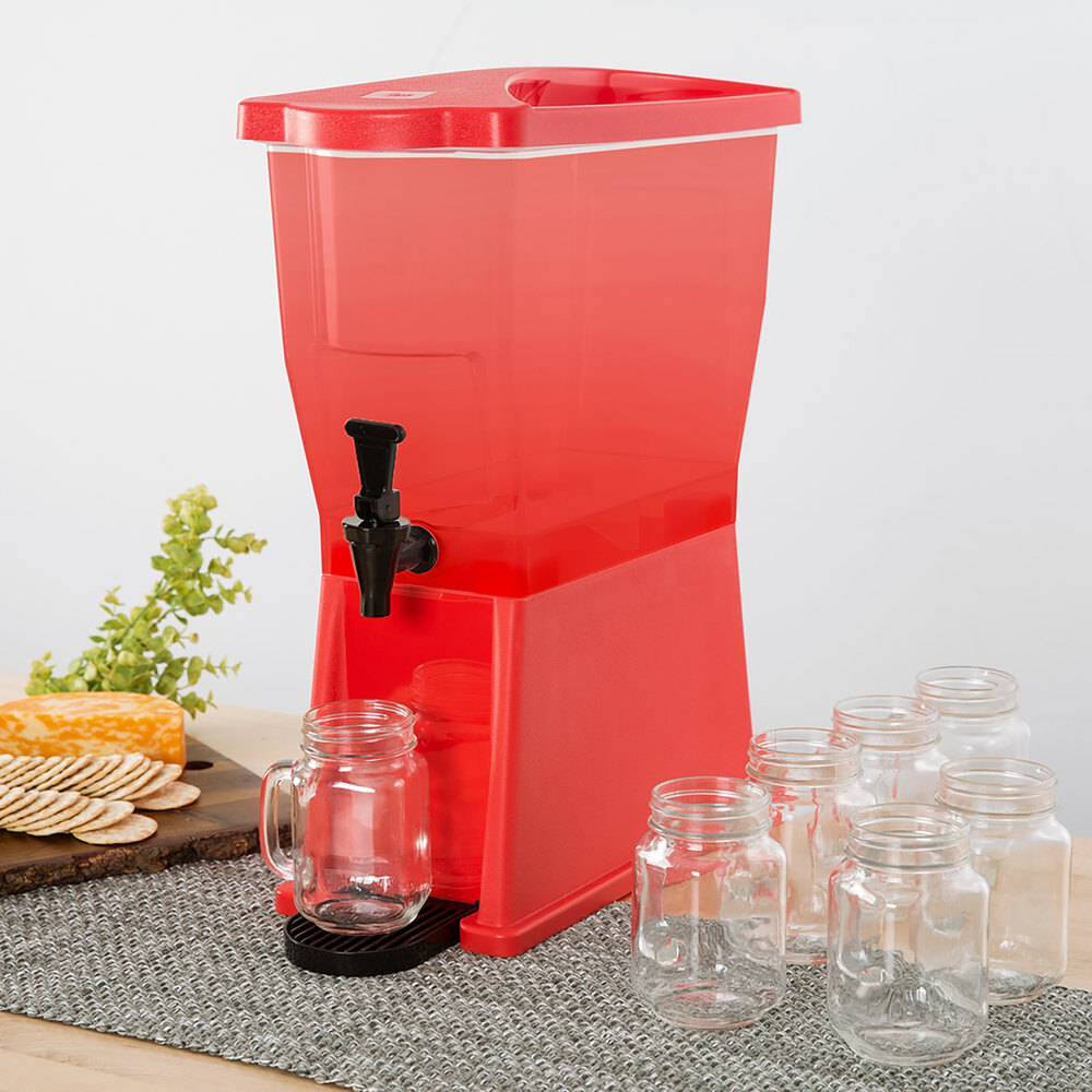 Choice 3 Gallon Red Slim Beverage / Juice Dispenser