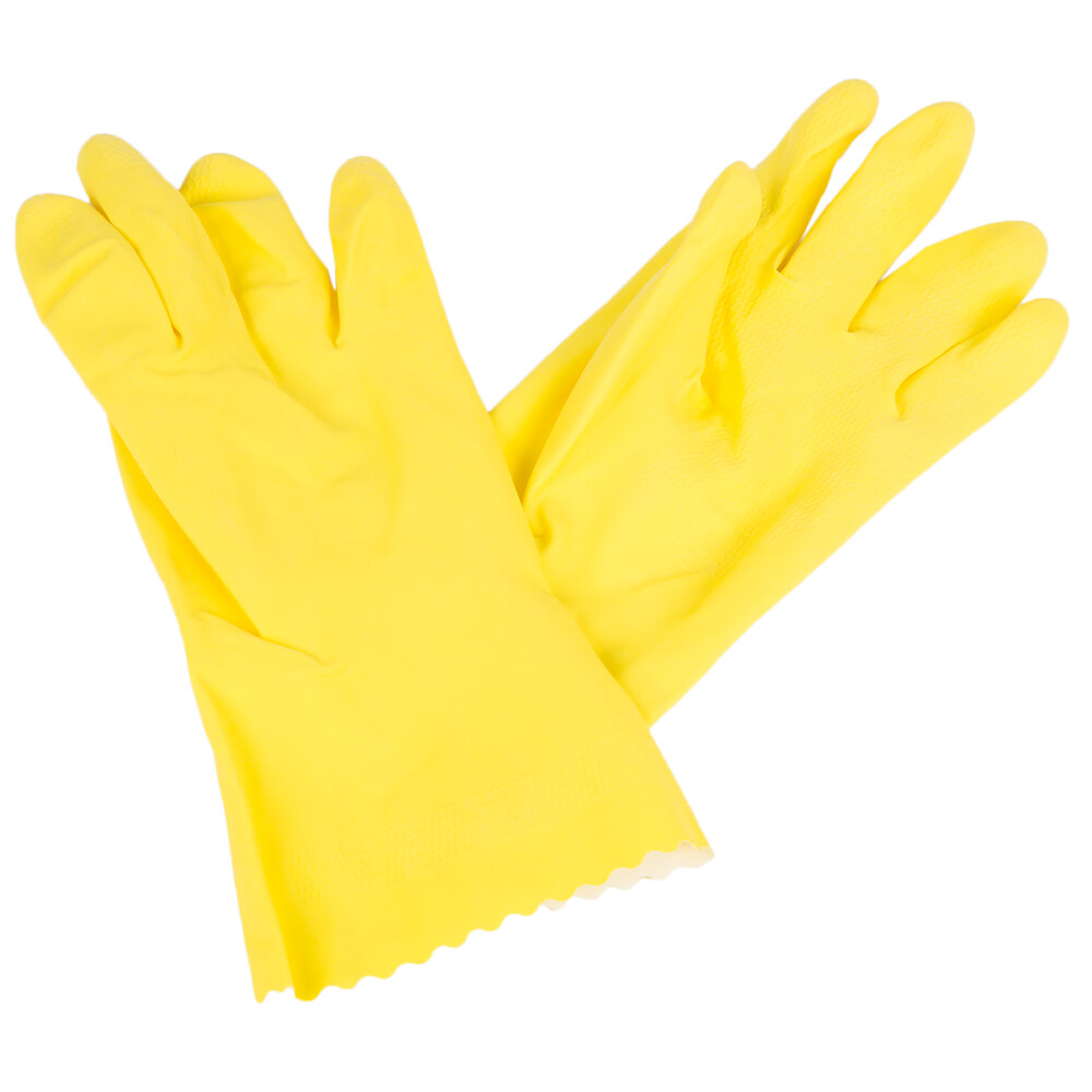 Cordova Latex Rubber Yellow Large 12" Premium 18 Mil Gloves with Flock ...