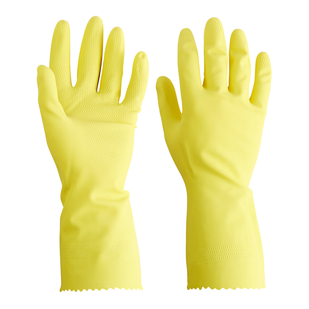Cordova Latex Rubber Yellow 12" Premium 18 Mil Gloves with Flock Lining ...
