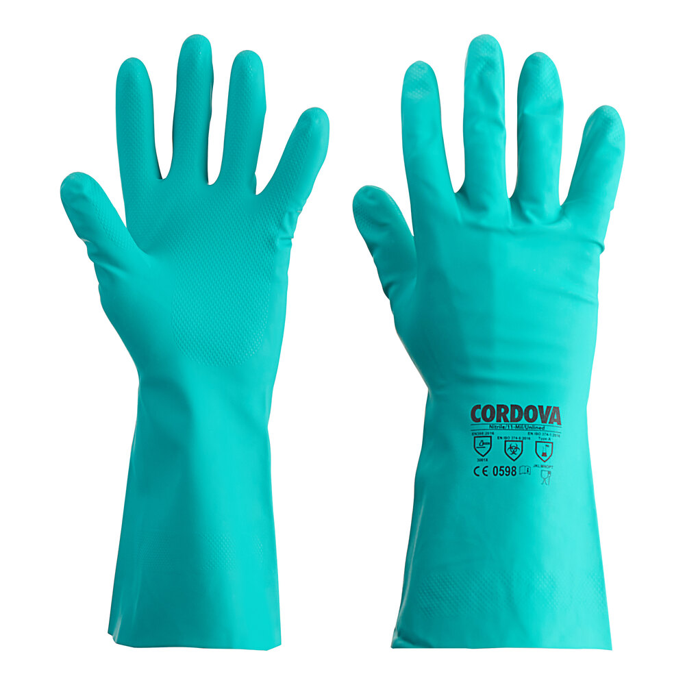 Cordova Nitrile Green 13" Premium 11 Mil Unlined Gloves - Medium - Pair ...