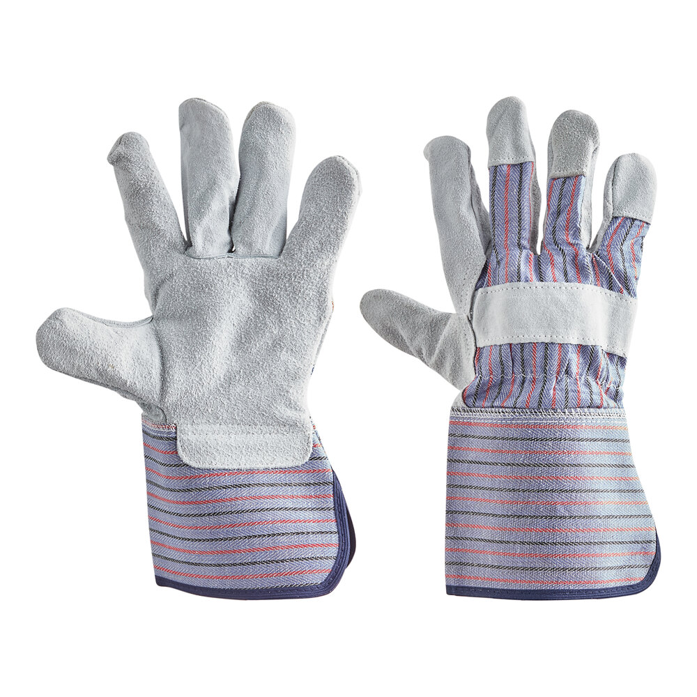 Cordova Striped Canvas Work Gloves with Shoulder Leather Palm Coating ...