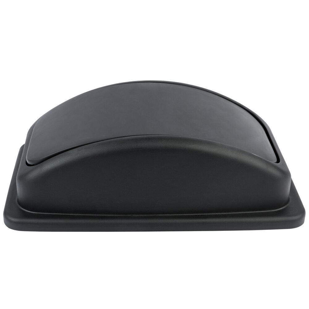 Lavex Janitorial Black Slim Trash Can Dome Swing Lid