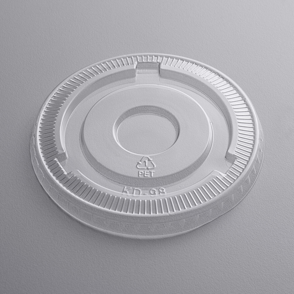 Choice 5-12 oz. Clear Plastic Flat Lid, No Slot - 50/Pack