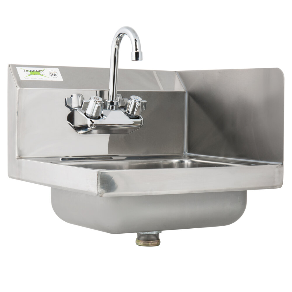 Regency 17" x 15" Wall Mounted Hand Sink with Gooseneck Faucet and ...
