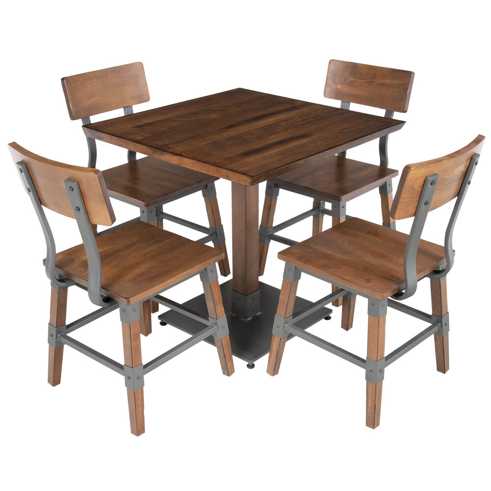 Lancaster Table & Seating Industrial 30" Square Rustic Walnut Finish ...