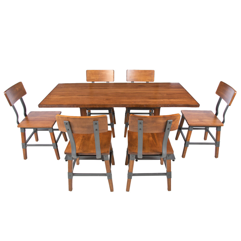 Lancaster Table & Seating 30" x 60" Antique Walnut Solid Wood Live Edge ...