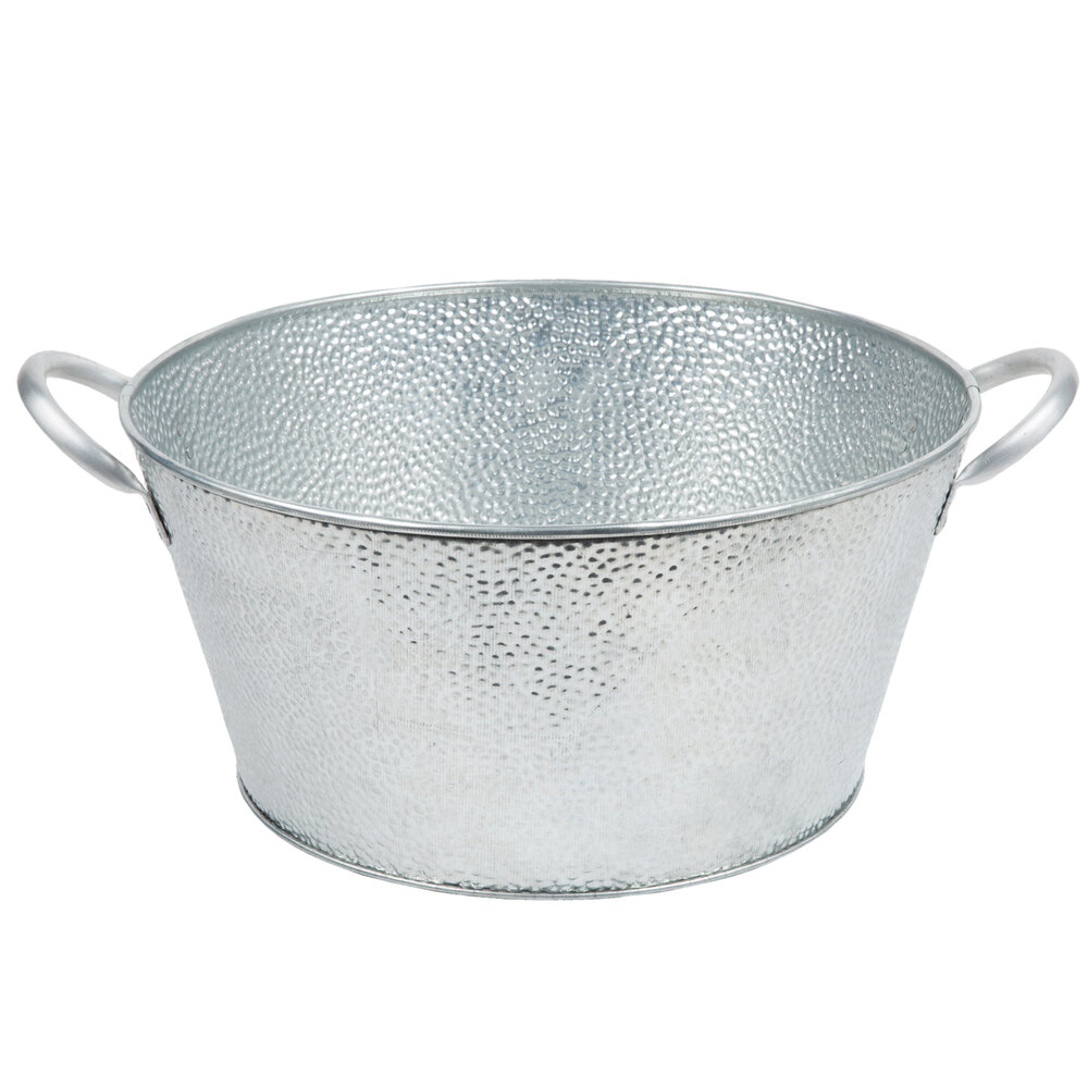 TableCraft GT1515 Galvanized Steel Round Beverage Tub - 18 1/2" x 15" x 7"