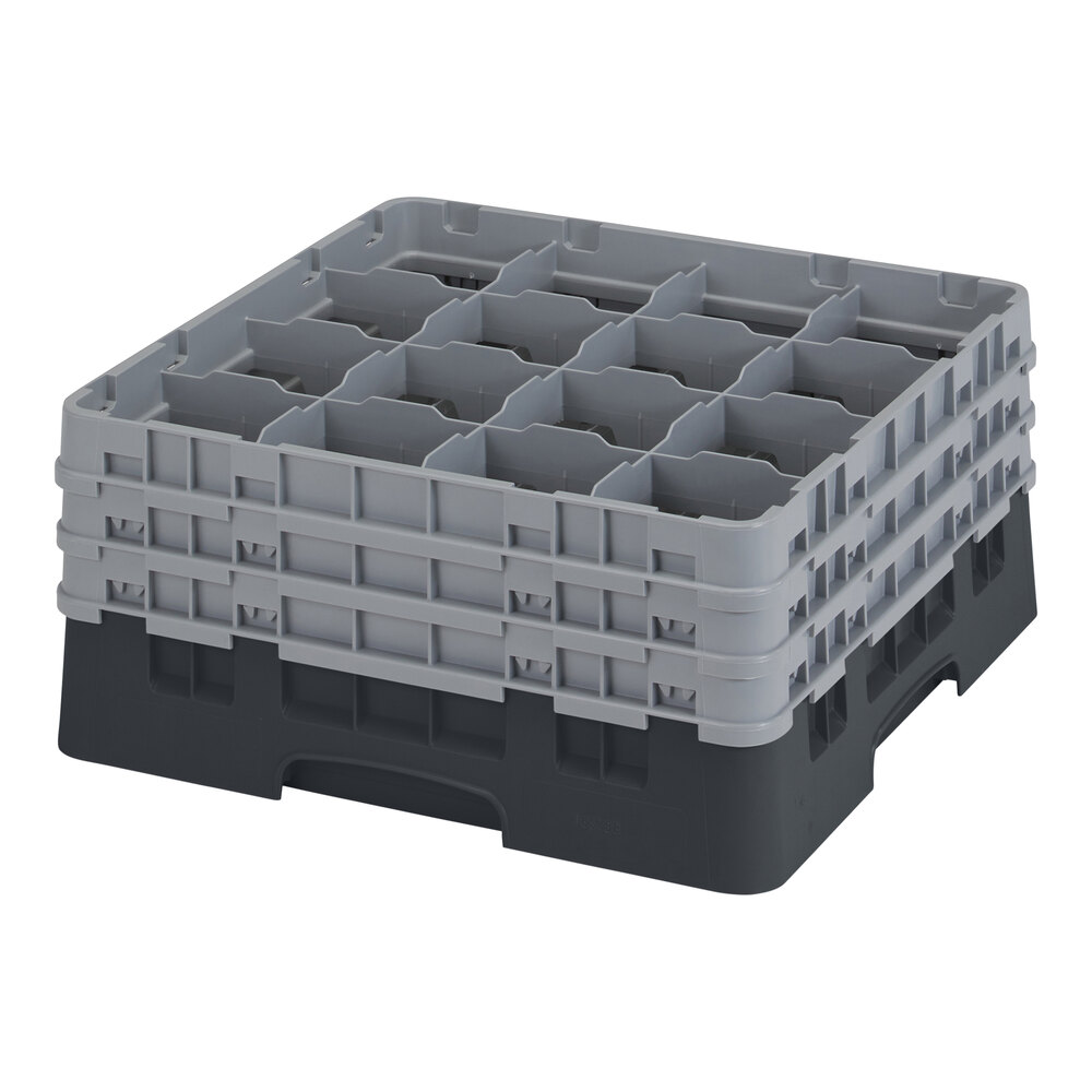 Cambro 16S738 Camrack 7 3/4" High Customizable Black 16 Compartment ...