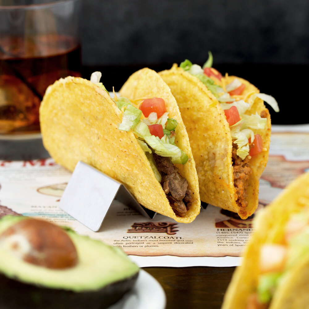 Choice 4" x 2" x 1" Stainless Steel Mini Taco Holder with 2 or 3 ...