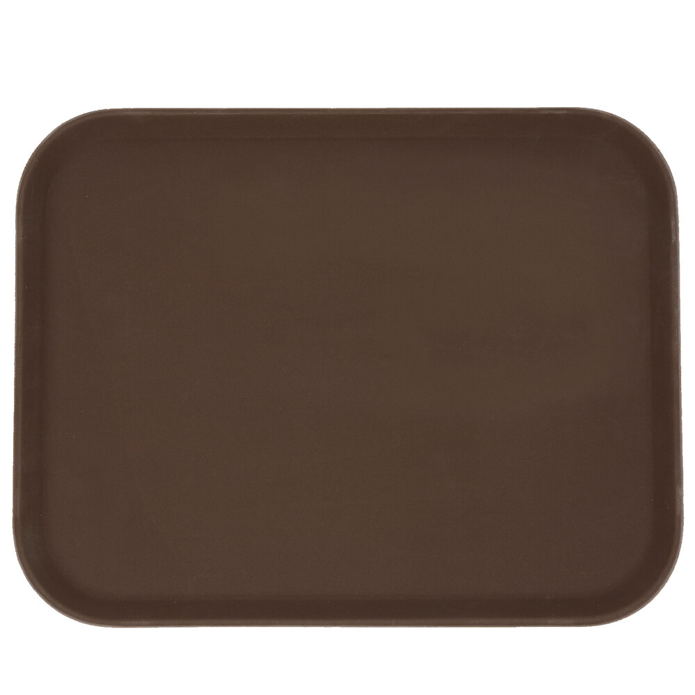Thunder Group 14" x 18" Brown Rectangular Fiberglass Non-Skid Serving Tray