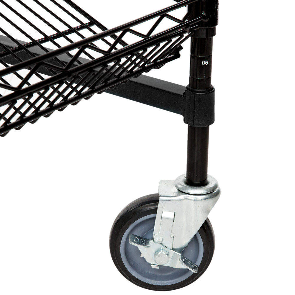 Regency 18" x 24" x 70" Black Epoxy 5-Shelf Angled Mobile Merchandising ...