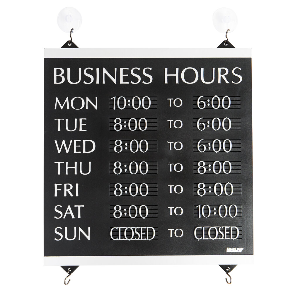 Headline Sign 4247 Century Series 13" x 14" Black Heavy-Duty Plastic ...