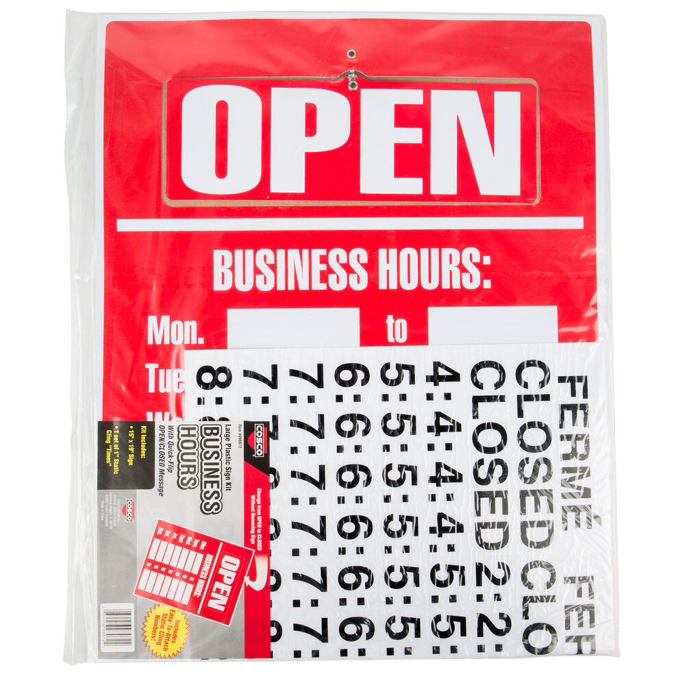 Cosco 098072 15" x 19" Red Business Hours Sign