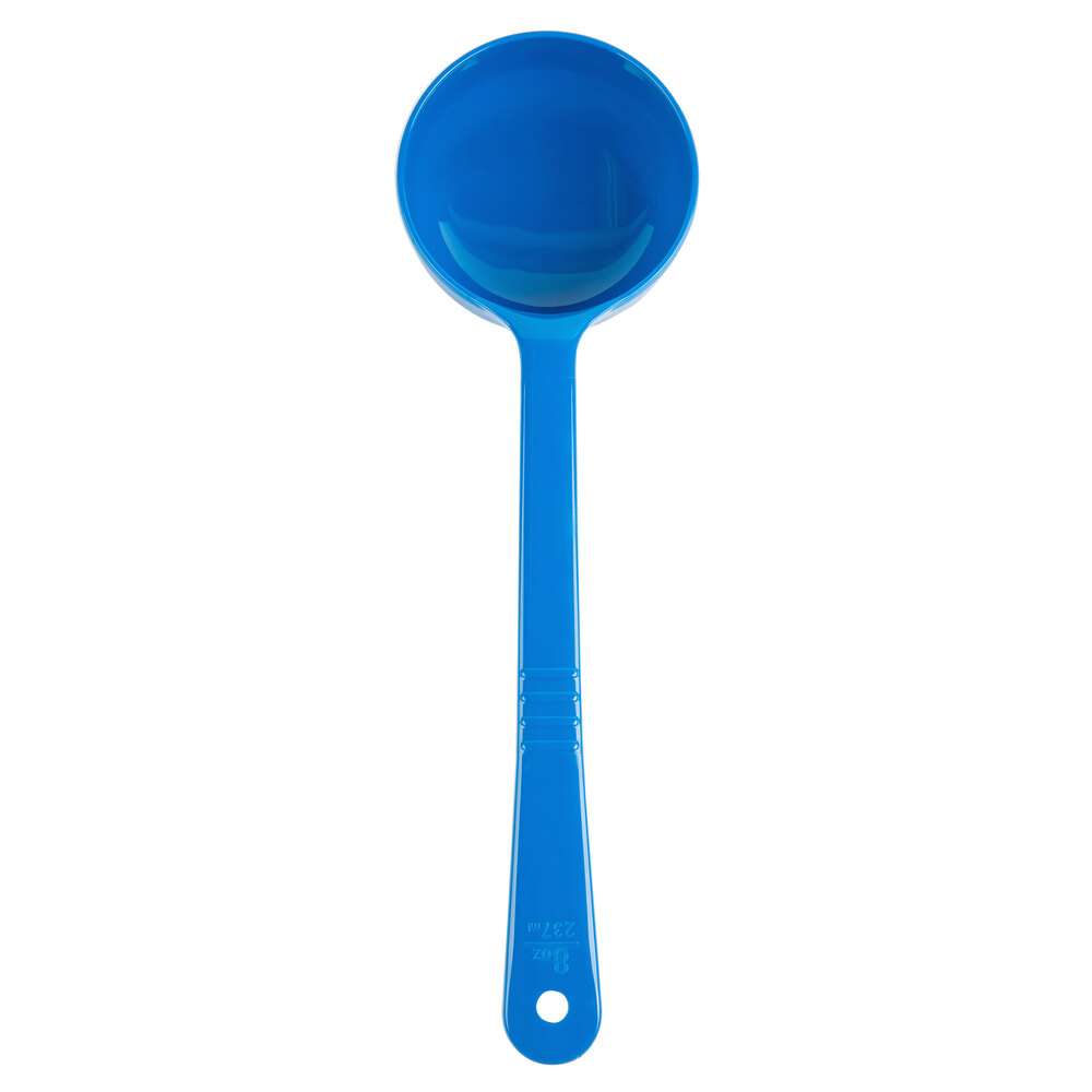 Carlisle 399214 Measure Misers 8 oz. Blue Acetal Long Handle Portion Spoon