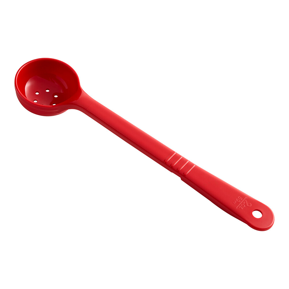 Carlisle 396105 Measure Misers 2 oz. Red Acetal Long Handle Perforated ...
