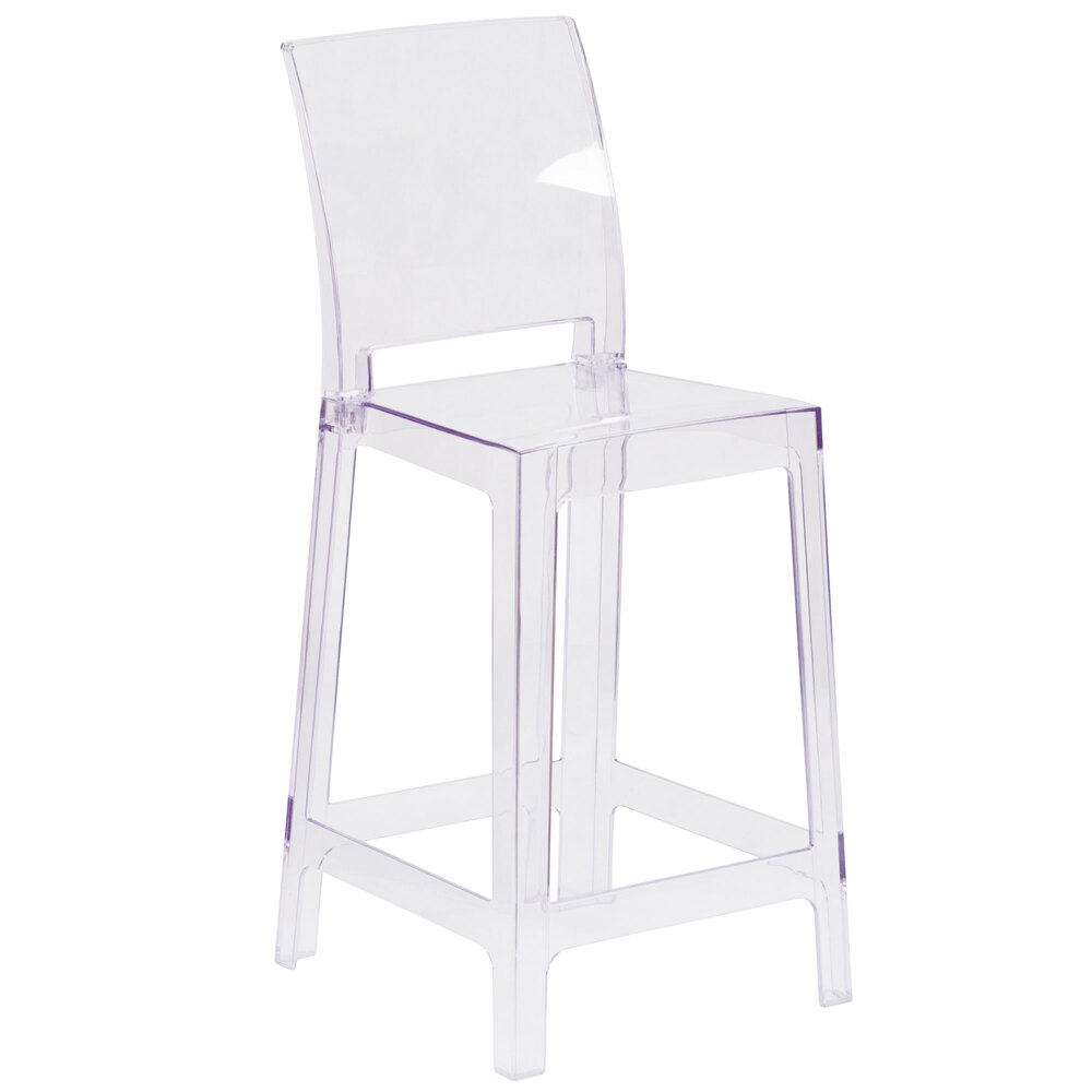 Flash Furniture OW-SQUAREBACK-24-GG Ghost Transparent Polycarbonate ...