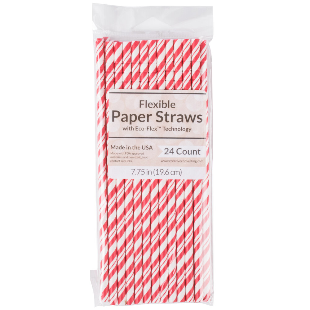 Creative Converting 051151 7 3/4" Jumbo Classic Red / White Stripe ...