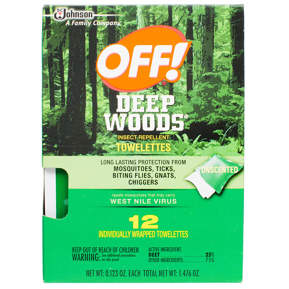 SC Johnson OFF!® 611072 Deep Woods® Insect Repellent Towelettes - 12/Box