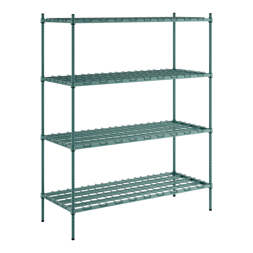 Regency 24" x 60" x 74" Four Shelf Green Epoxy Heavy-Duty Dunnage ...