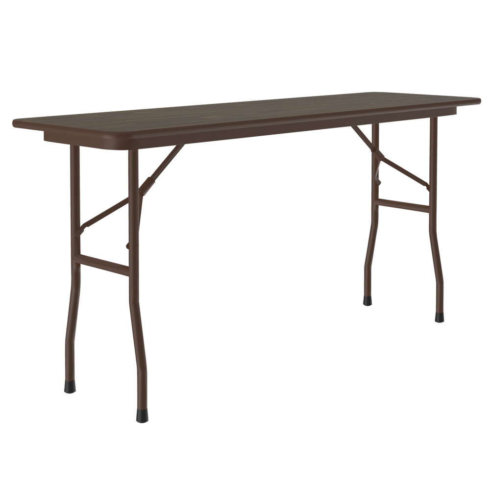 Correll Folding Table, 18" x 60" Melamine Top, Walnut