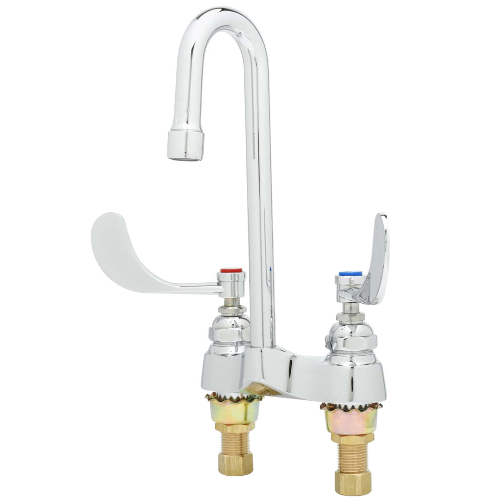 T&S B-0892-F12 Deck Mounted Lavatory Faucet with 2 7/8" Rigid Gooseneck ...