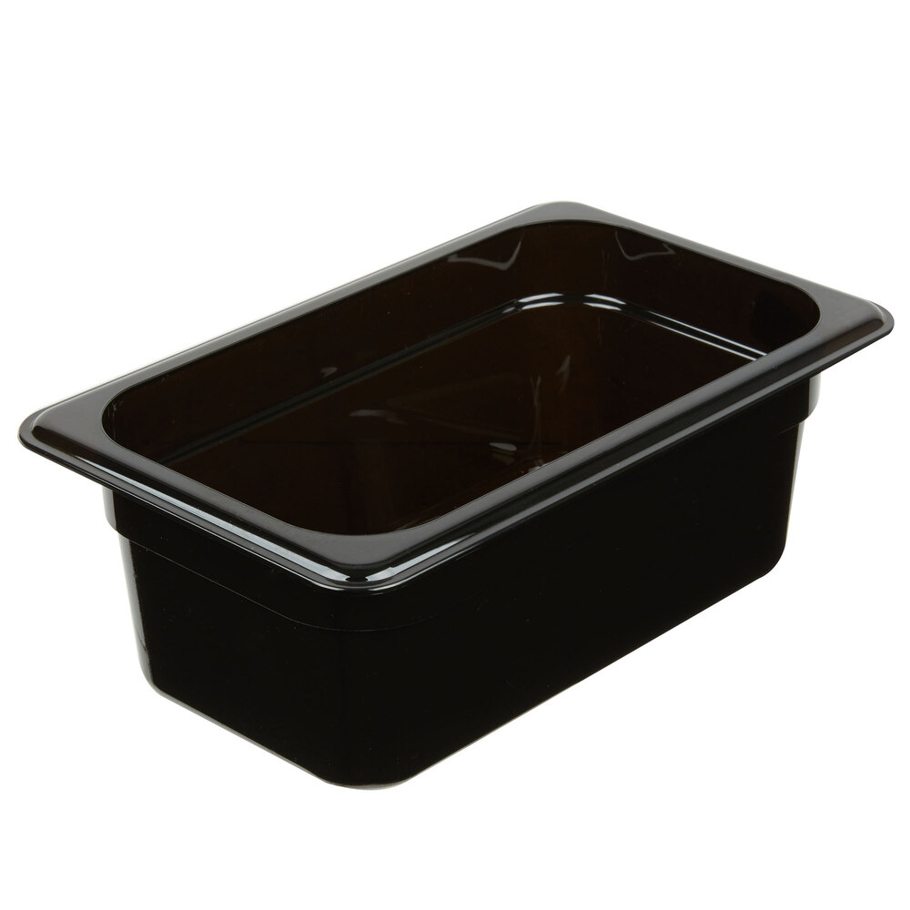 Cambro 44CW110 Camwear 1/4 Size Black Polycarbonate Food Pan - 4" Deep
