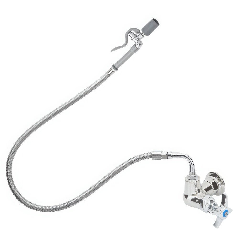 T&S B-0210-107C Wall Mounted Pre-Rinse Faucet with Single Base, .65 GPM ...