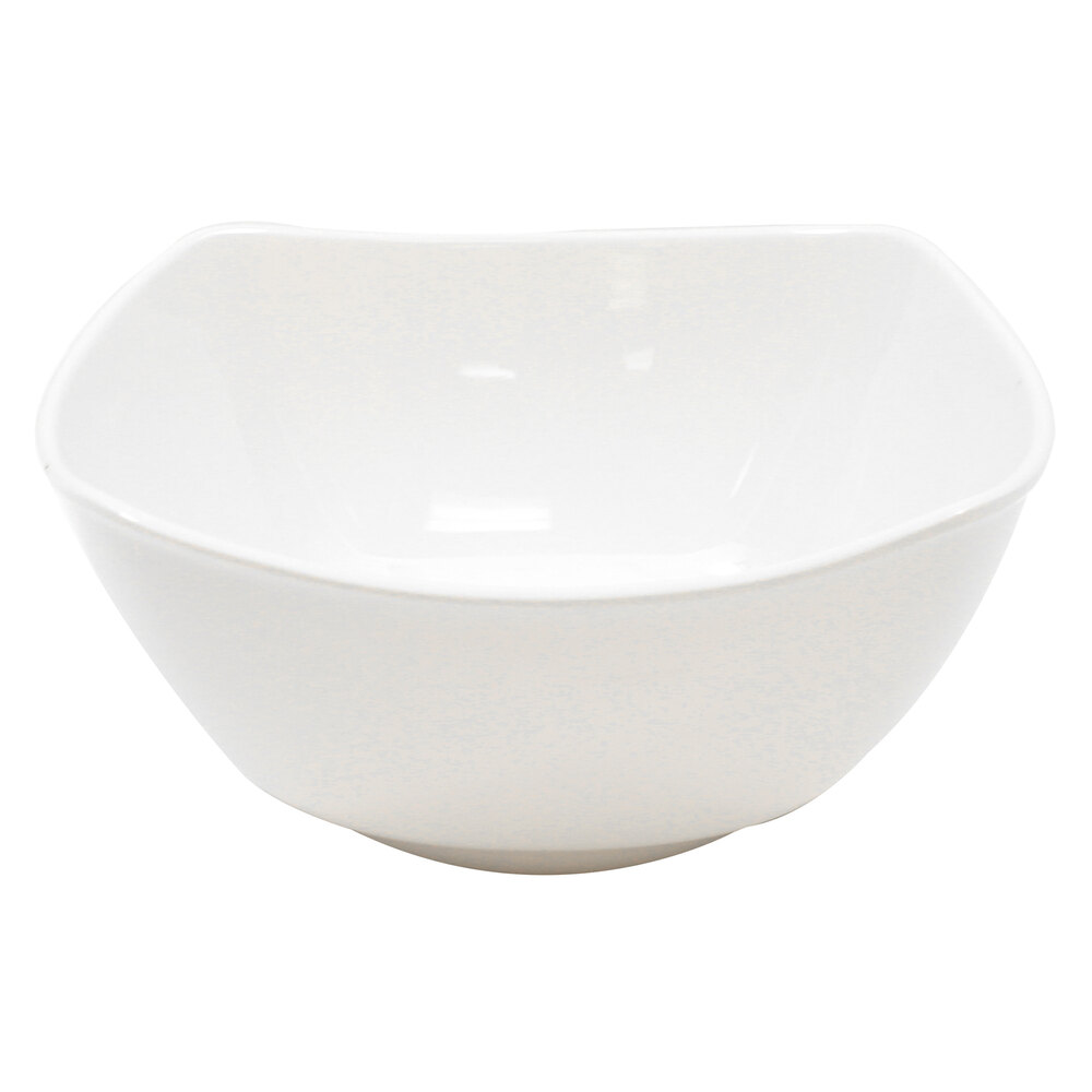 TableCraft WB7 Frostone 40 oz. White Square Wavy Melamine Bowl