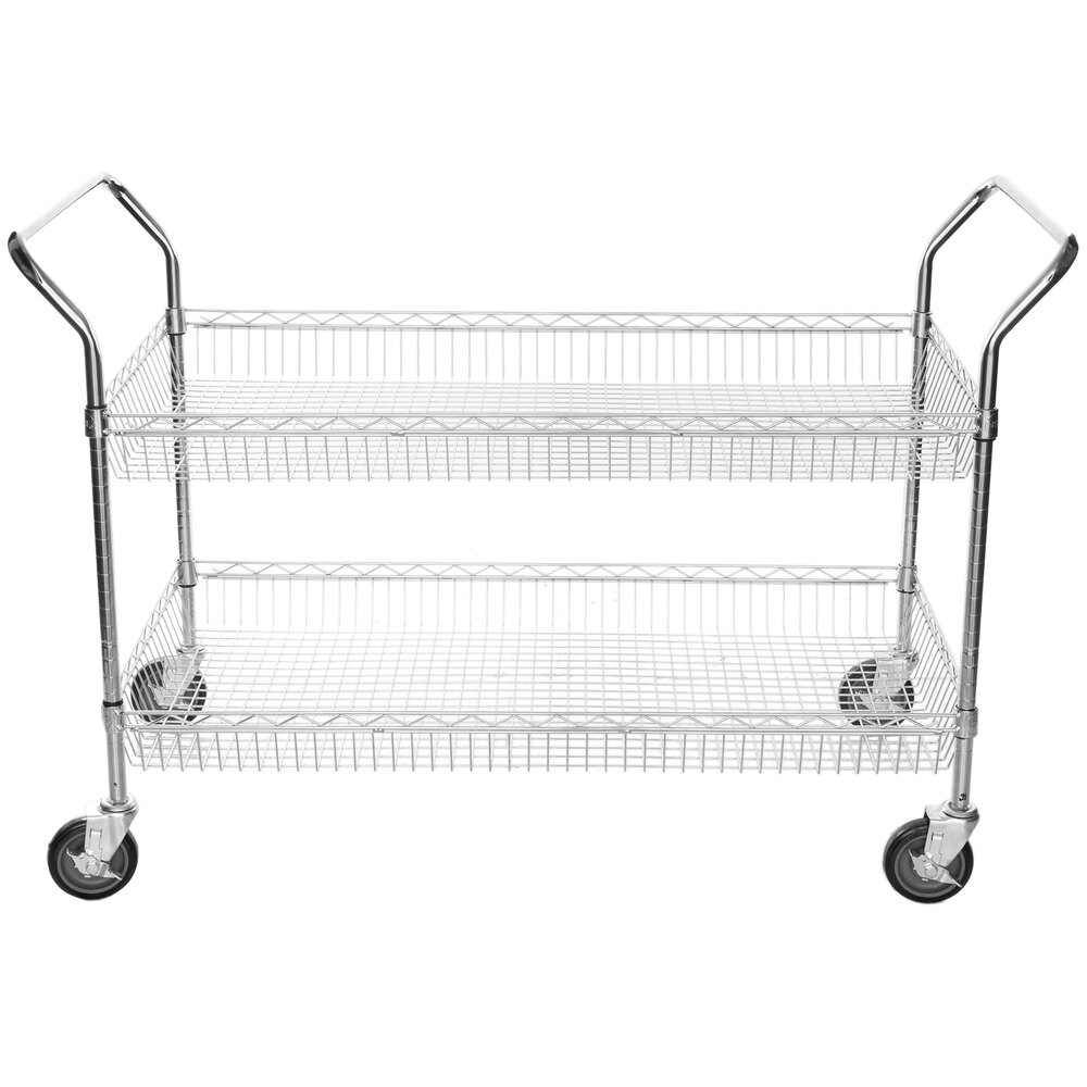 Chrome Two Basket Utility Cart - 24" x 48" x 36"